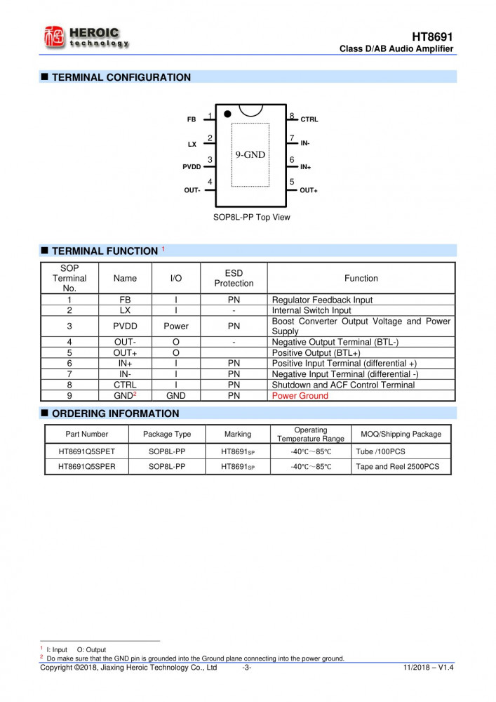 HT8691 datasheet page 3