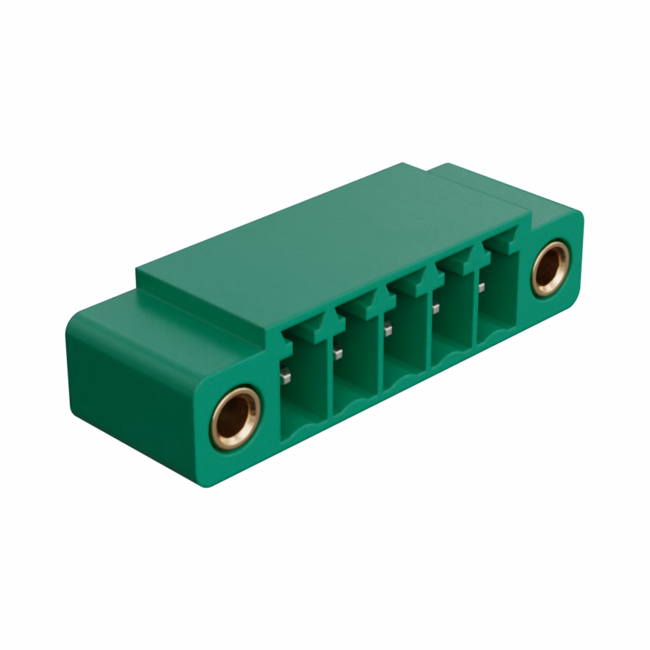 3.50mm Pitch Eurostyle Right-Angle PCB Header, with Threaded Retention Inserts, Green Housing, 5 Circuits for sale