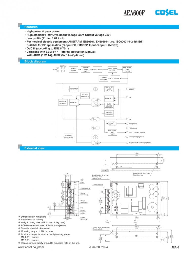 AEA600F-24-N datasheet page 3