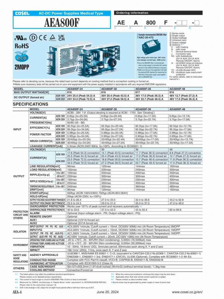 AEA600F-24-N datasheet page 4