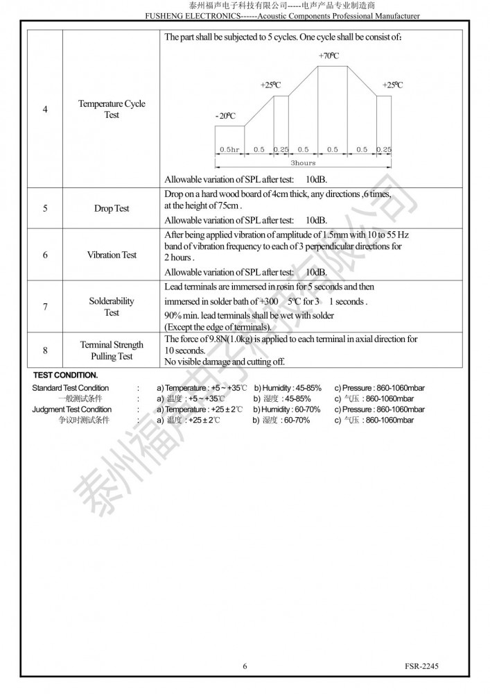 FSR-2245L specification document page 6