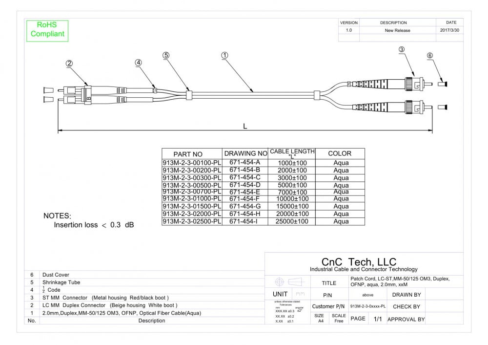 CNC Tech 913M-2-3-00100-PL technical drawing