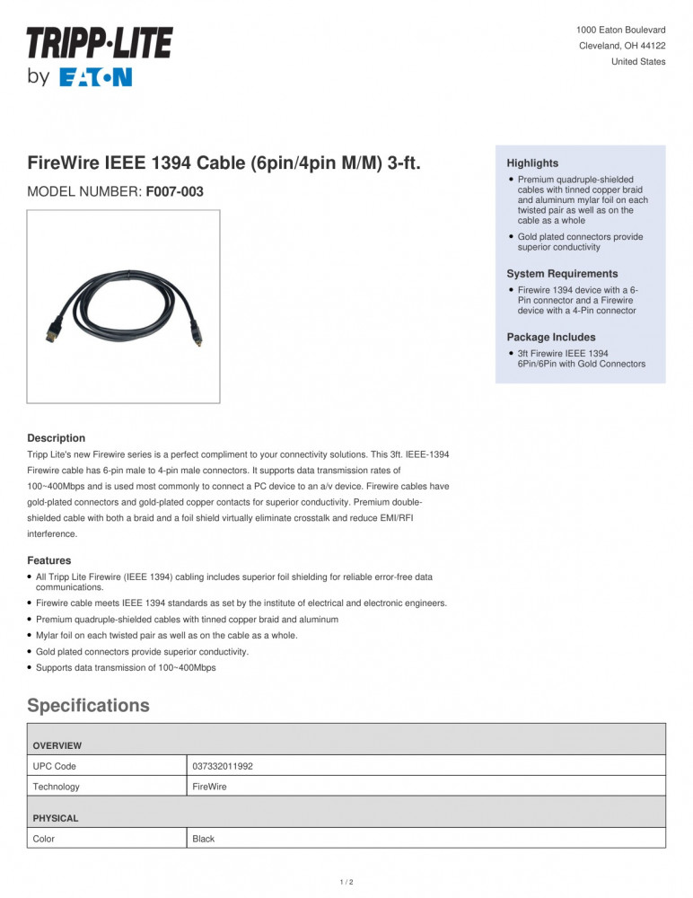 F007-003 technical document page 1