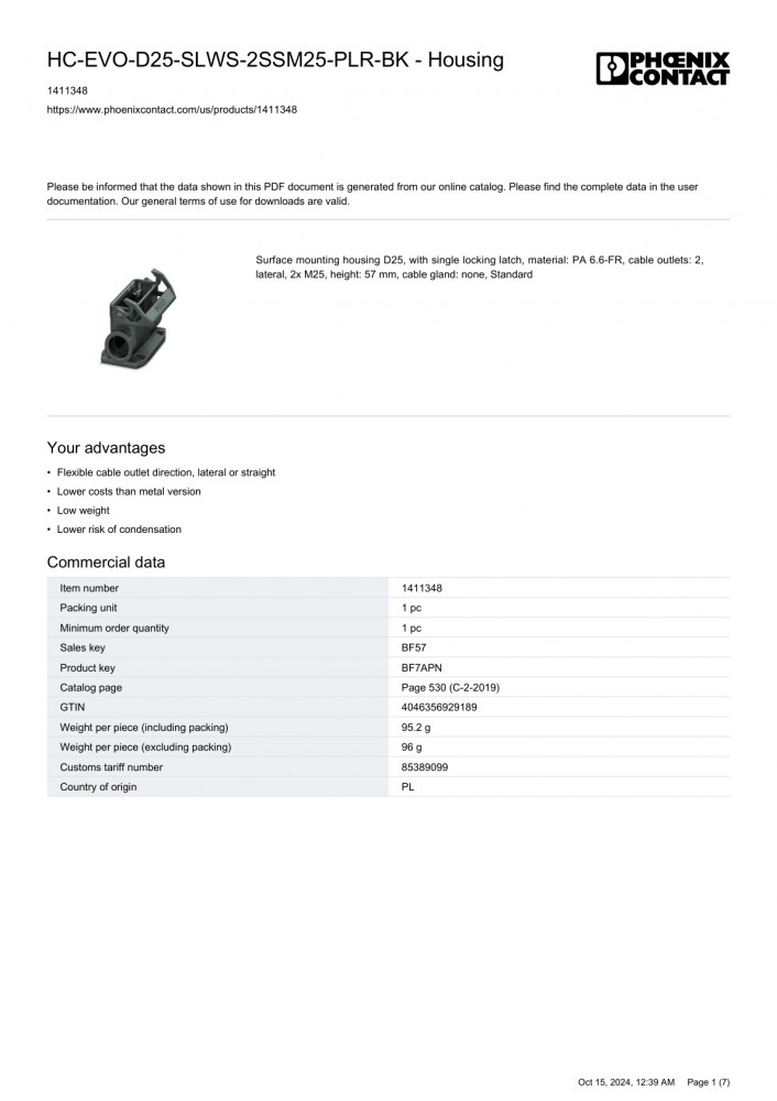Phoenix Contact 1411348 product documentation page 1
