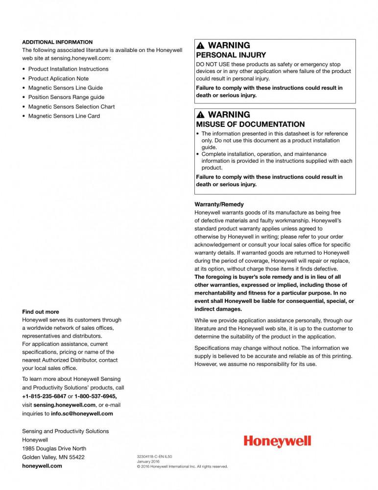 Honeywell SM451R datasheet page 8