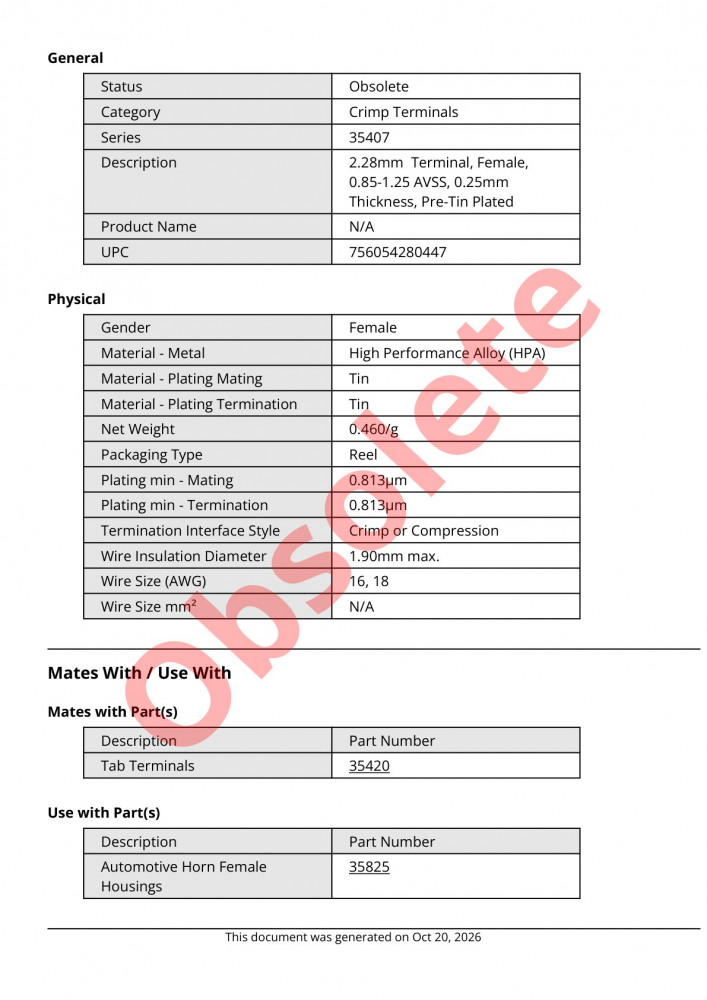 Product document image 2 for MOLEX 354076502
