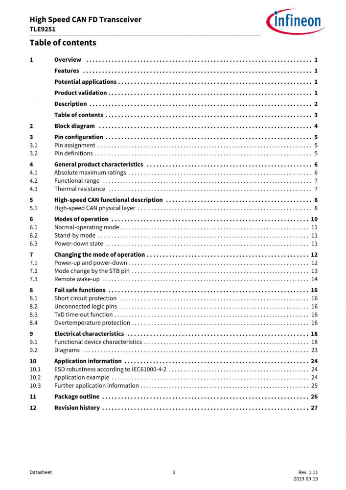 TLE9251 datasheet page 3