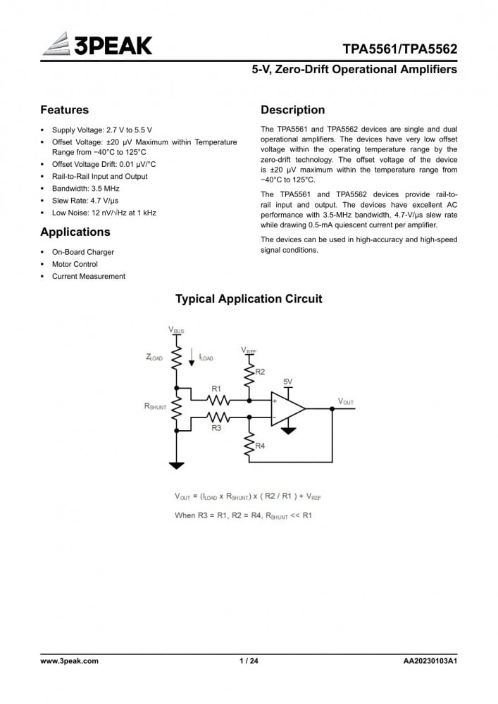 TPA5561 datasheet page 1