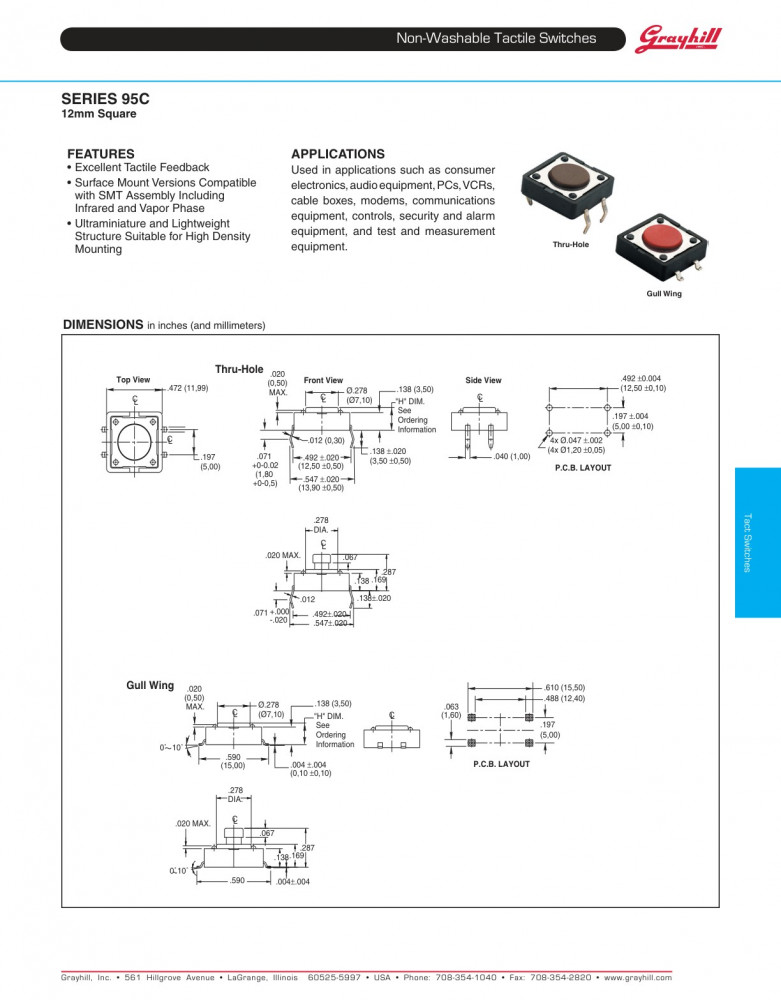 Grayhill Series 95C technical document page 1