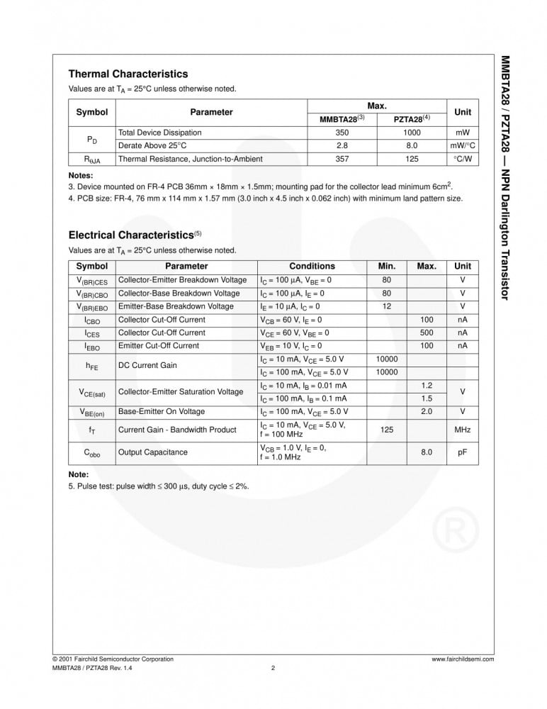 PZTA28 datasheet page 3