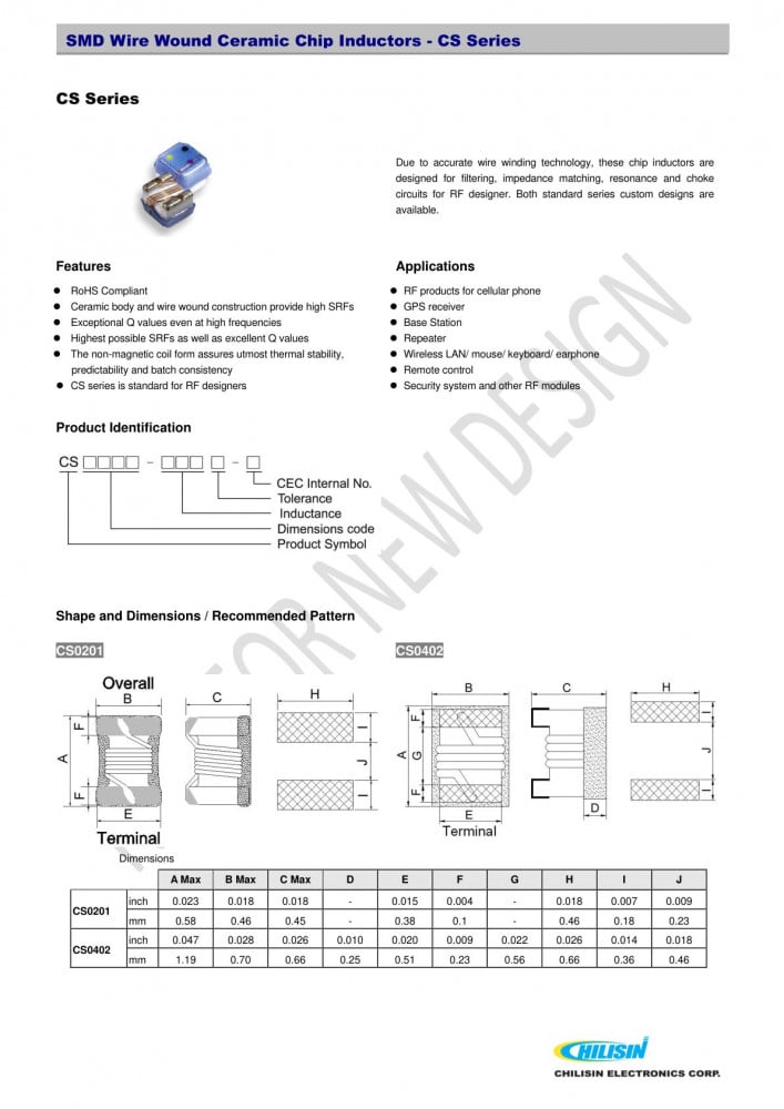 Chilisin CS Series datasheet page 2