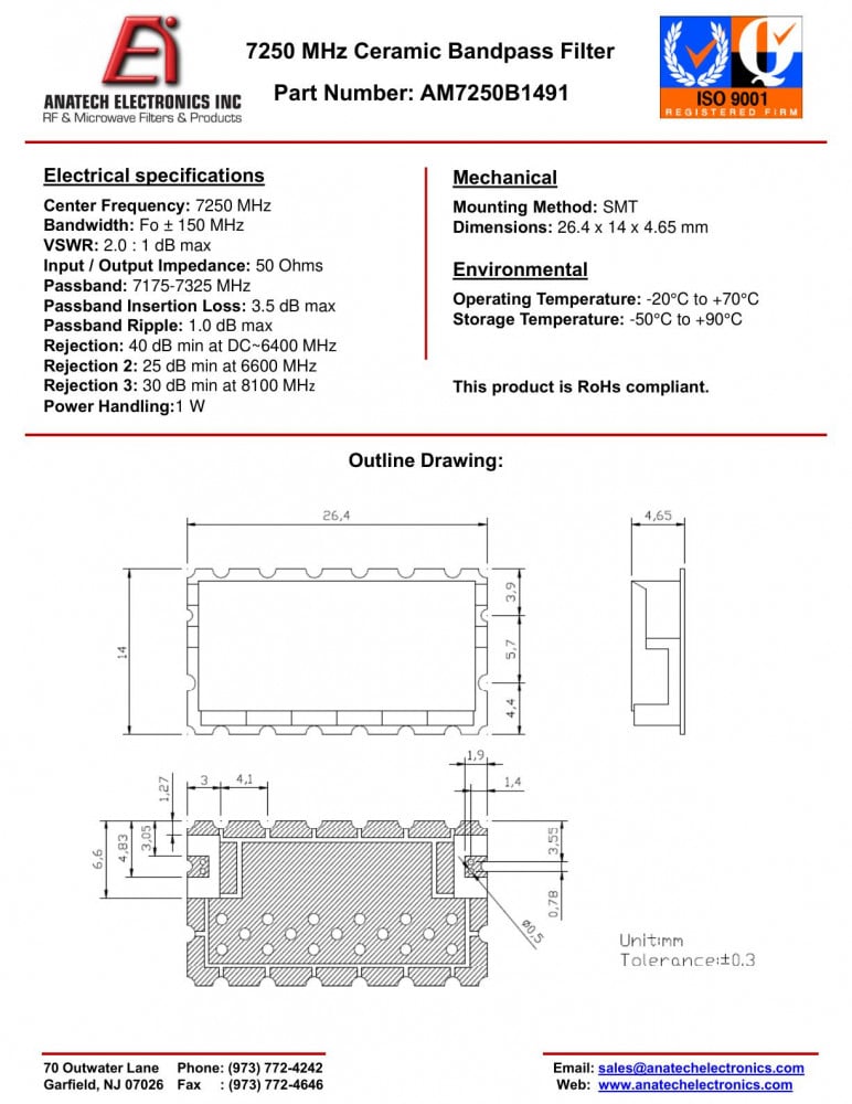 AM7250B1491 technical document page 1