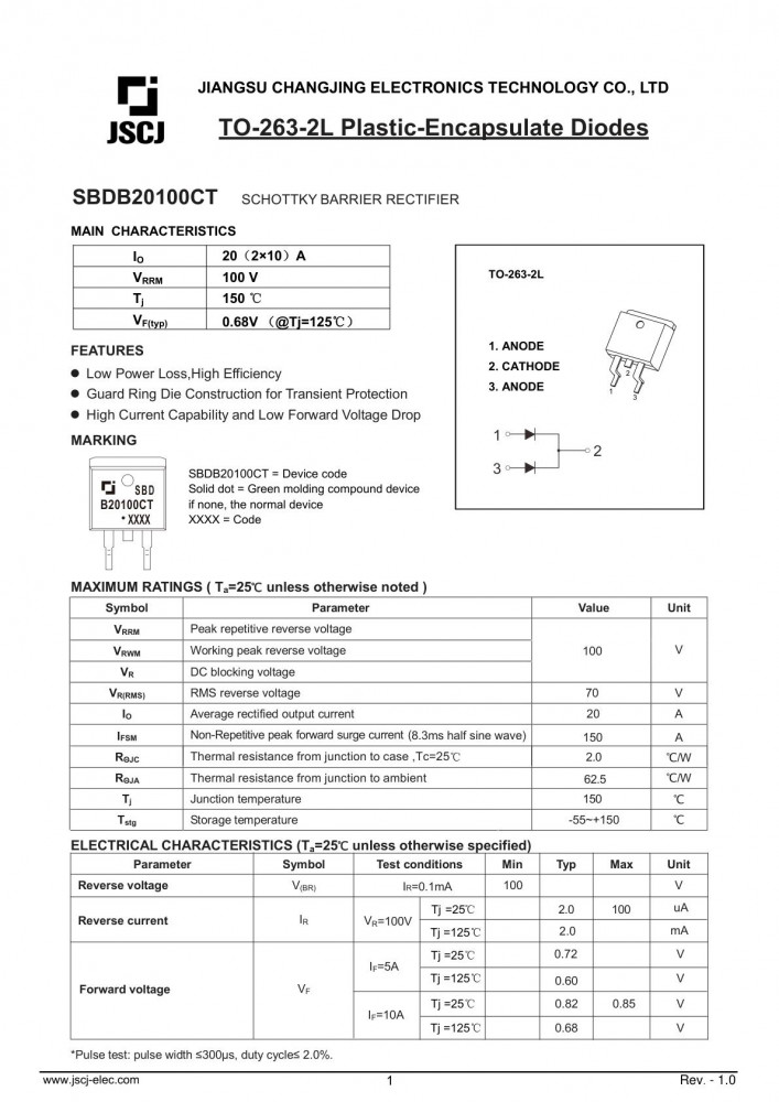 SBDB20100CT datasheet page 1