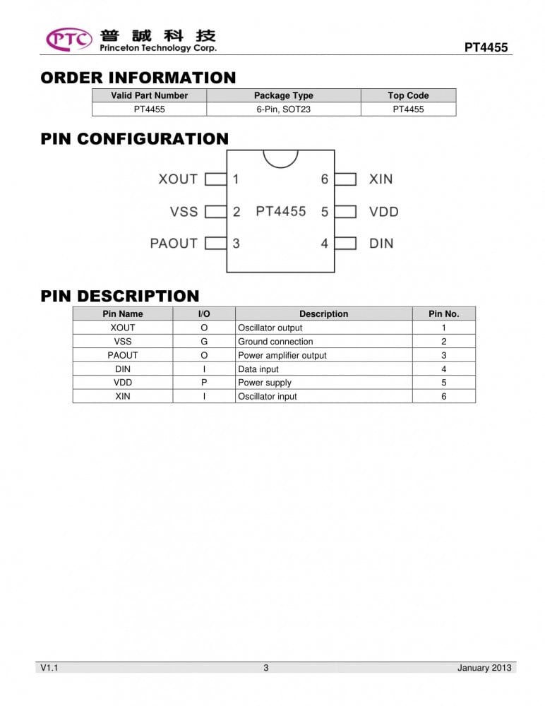PT4455 datasheet page 3
