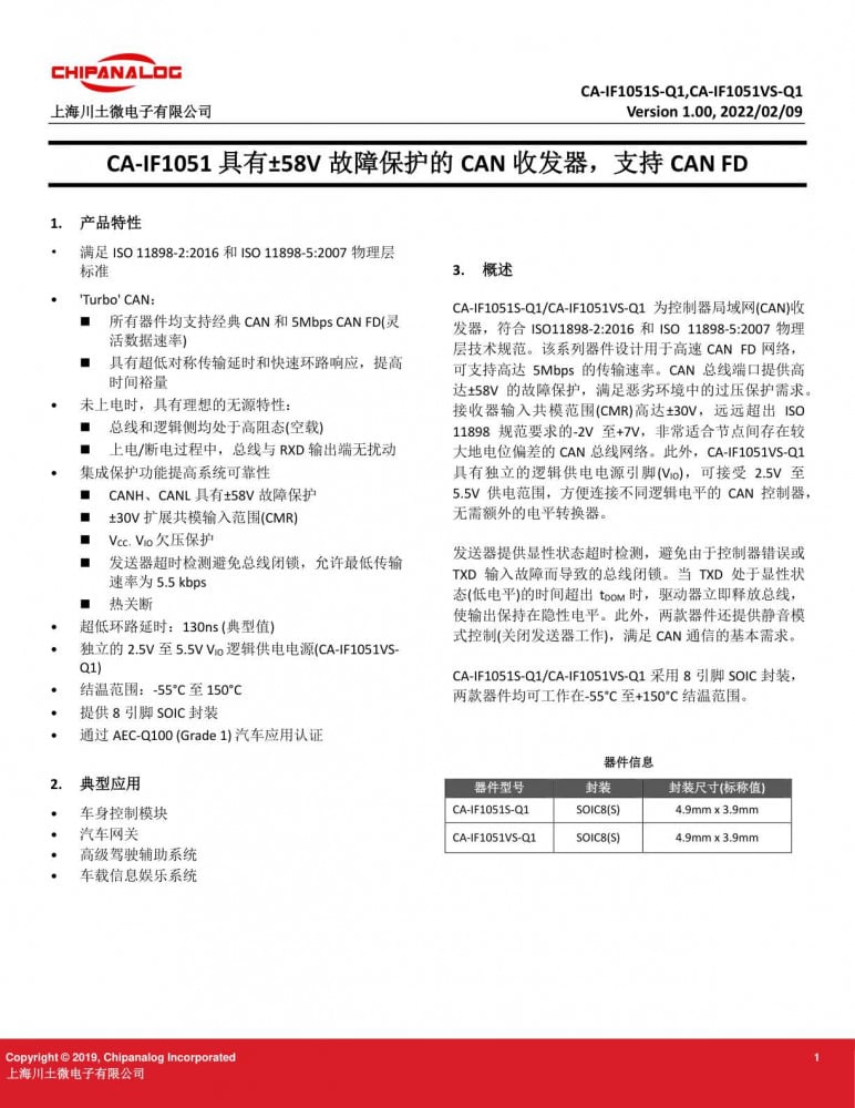 CA-IF1051S-Q1 datasheet page 1