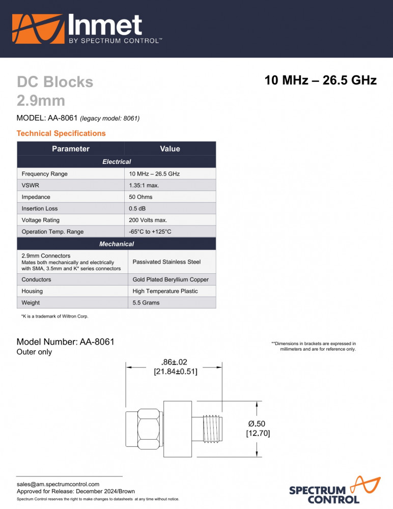AA-8061 DC block technical document page