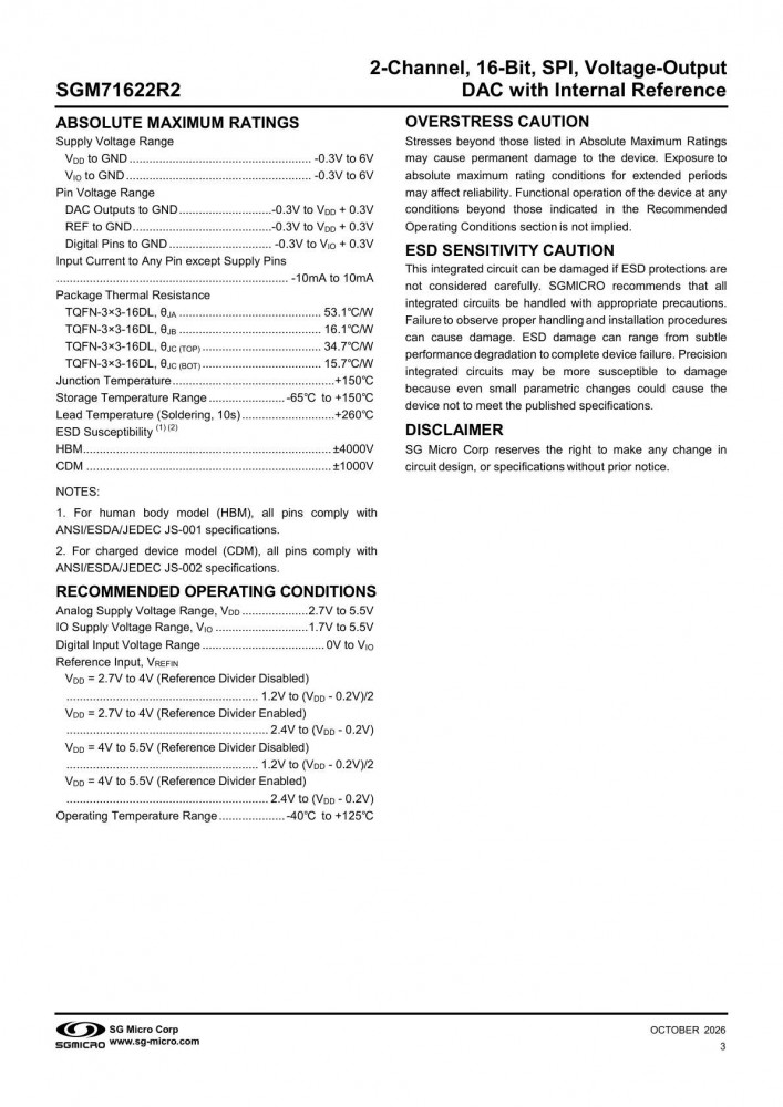SGM71622R2 datasheet preview, page 3