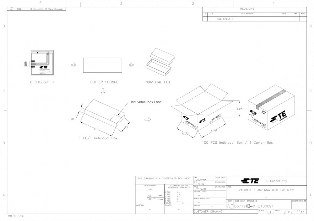 TE Connectivity 8-2108891-1 controlled drawing page 2