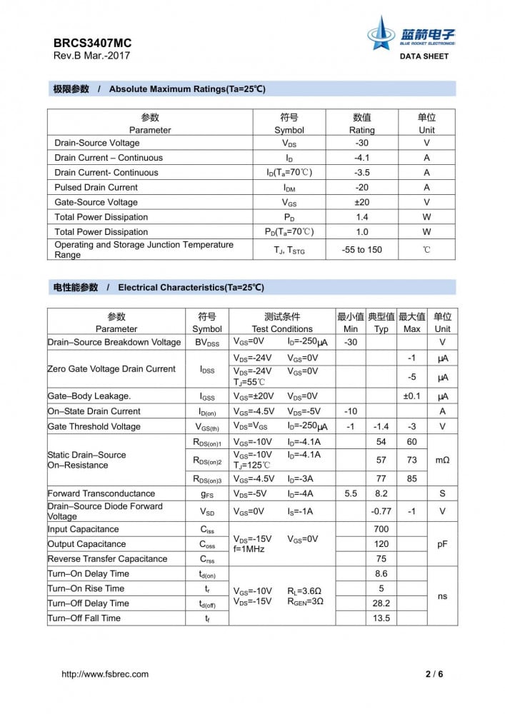 BRCS3407MC datasheet page 2