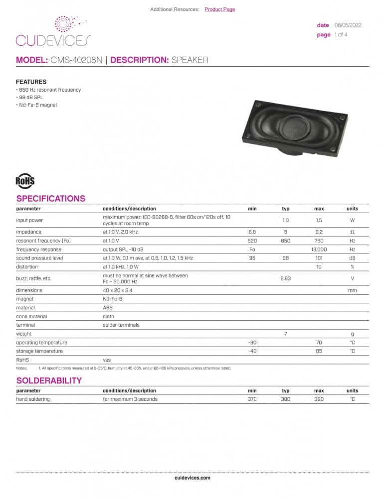 CMS-40208N datasheet page 1
