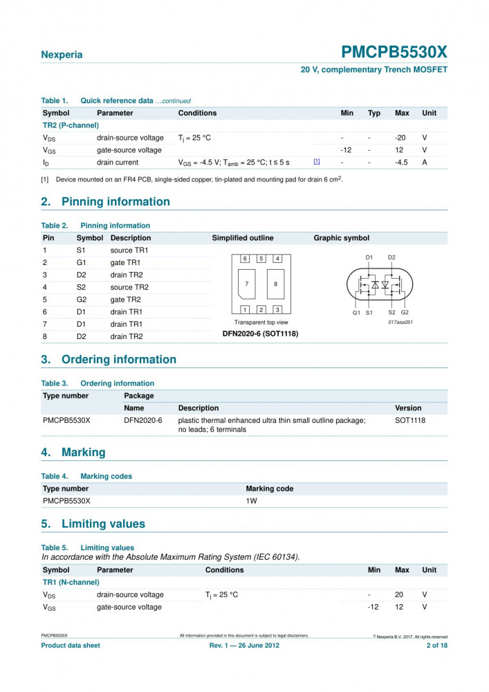 PMCPB5530X datasheet page 2