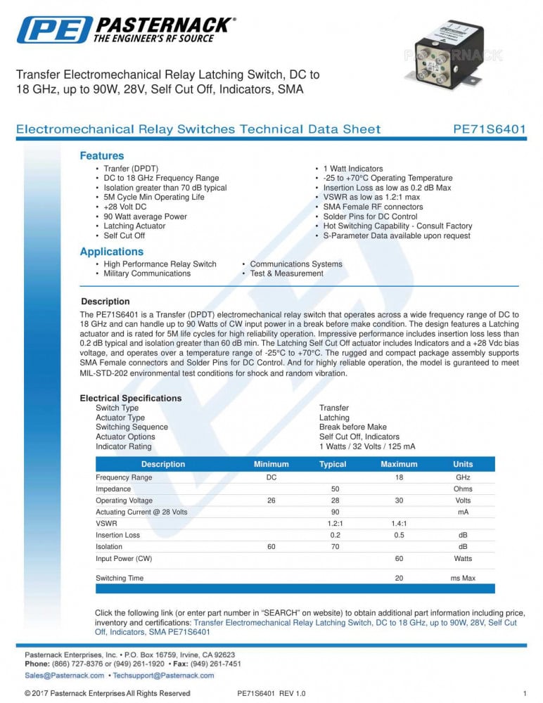 PE71S6401 datasheet page 1