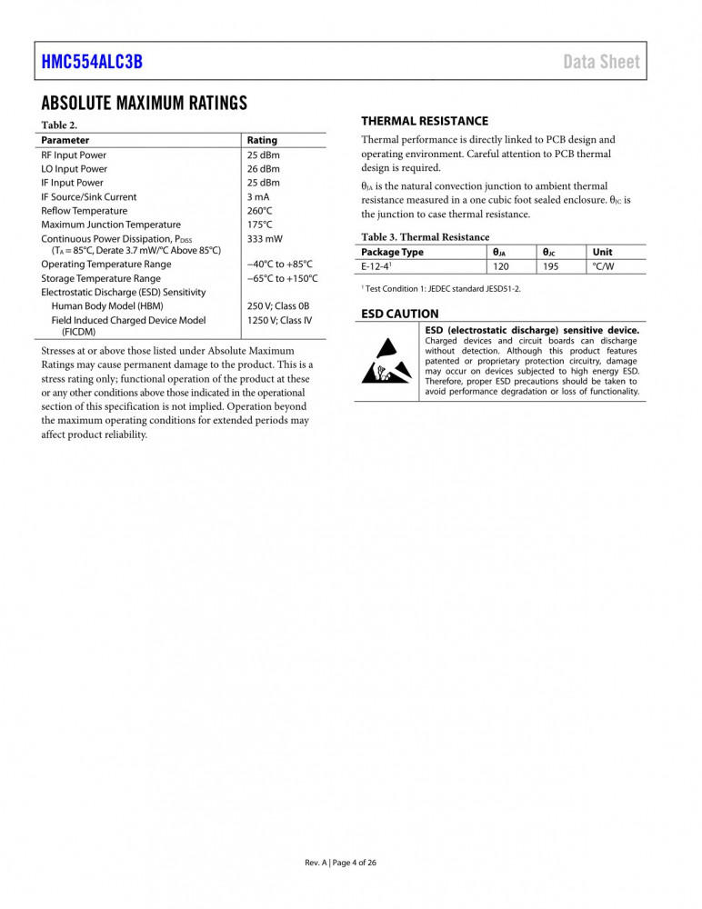 HMC554ALC3B datasheet page 4