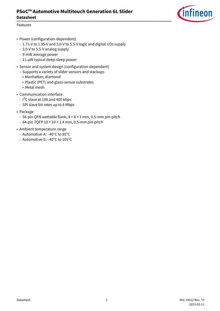Infineon datasheet page 2