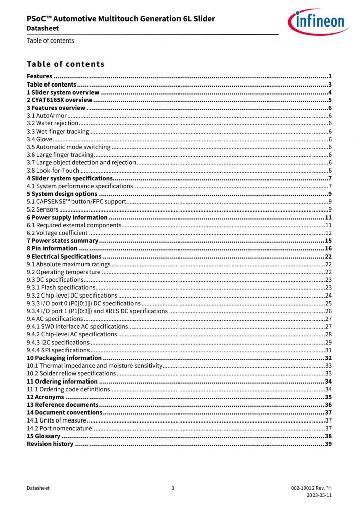 Infineon datasheet page 3