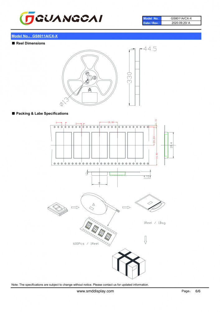 GS8011AW-G reel and packing information