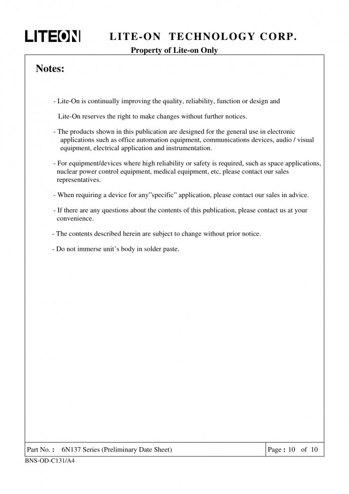 6N137 series datasheet page 10