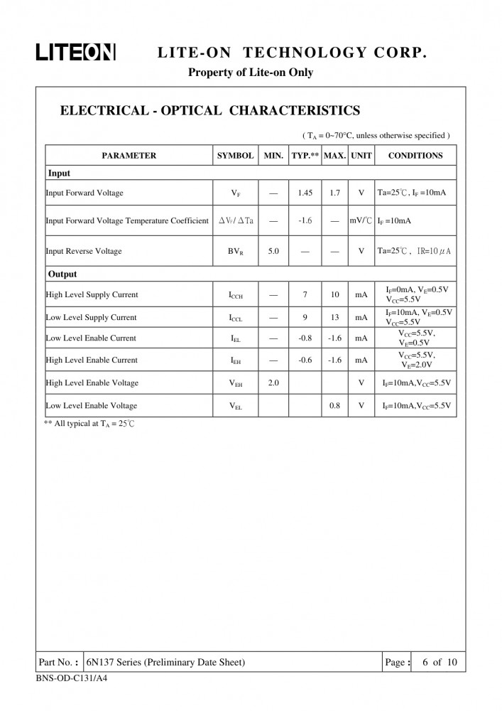 6N137 series datasheet page 6