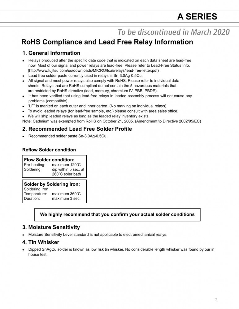 FUJITSU A Series relay datasheet page 7