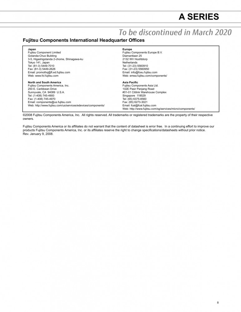 FUJITSU A Series relay datasheet page 8