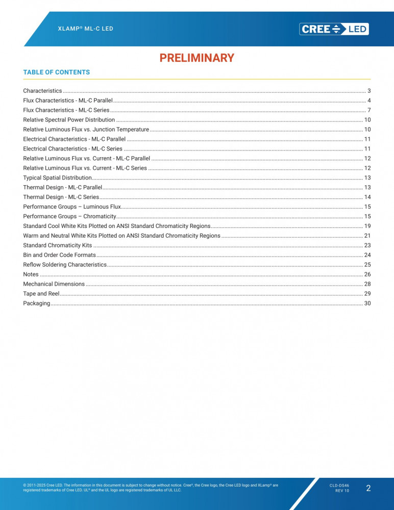 XLamp ML-C document page 2