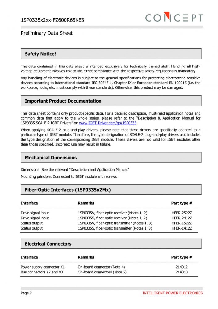 1SP0335V2M1-FZ600R65KE3 datasheet page 2