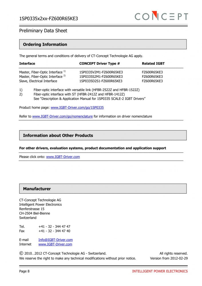 1SP0335V2M1-FZ600R65KE3 datasheet page 8