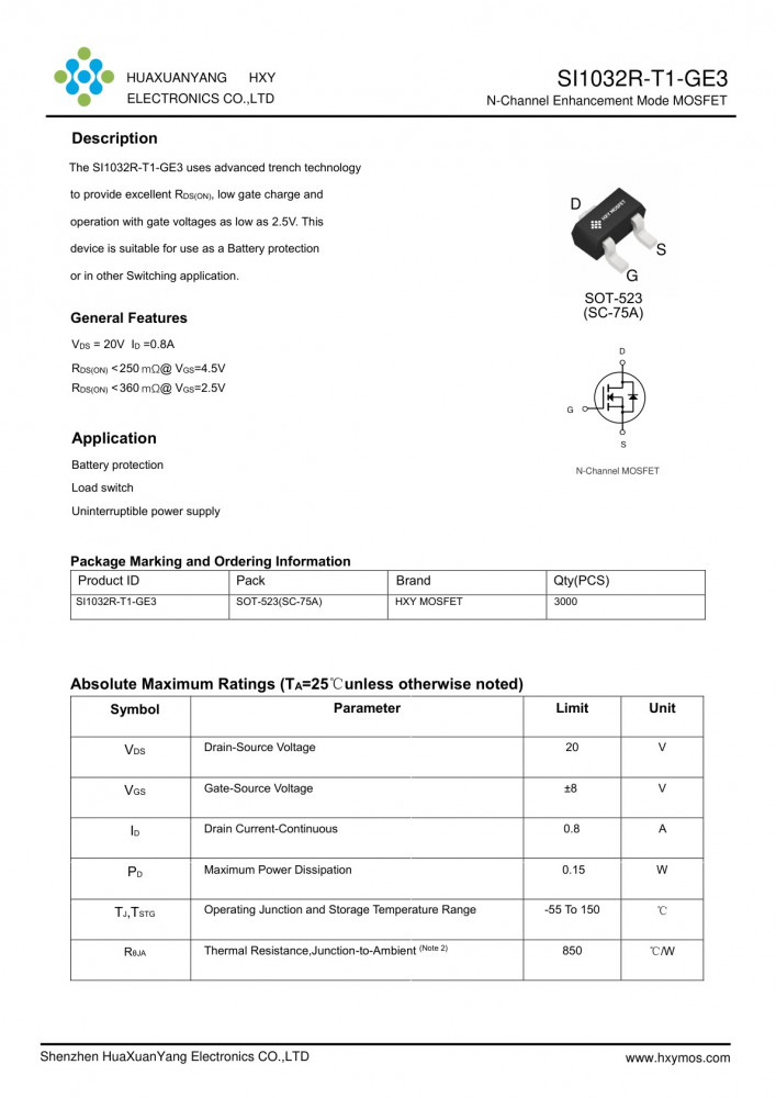 SI1032R-T1-GE3 datasheet page 1