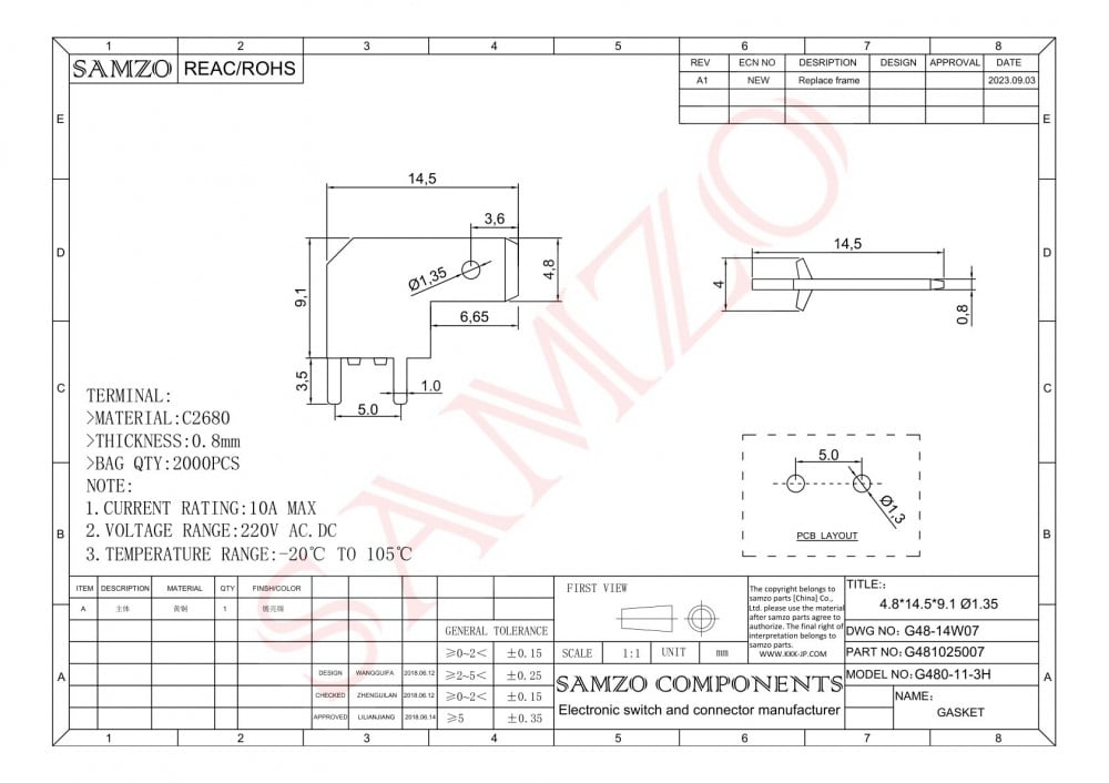 SAMZO G480-11-3H technical drawing