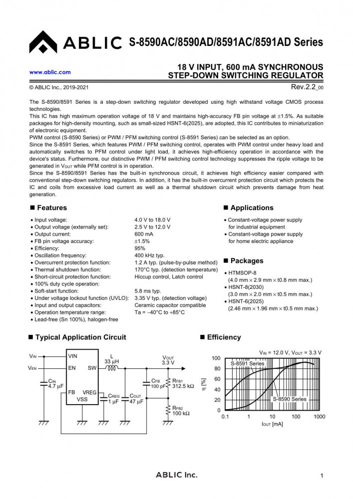 ABLIC S-8591AD-A6T8U7 datasheet page 1