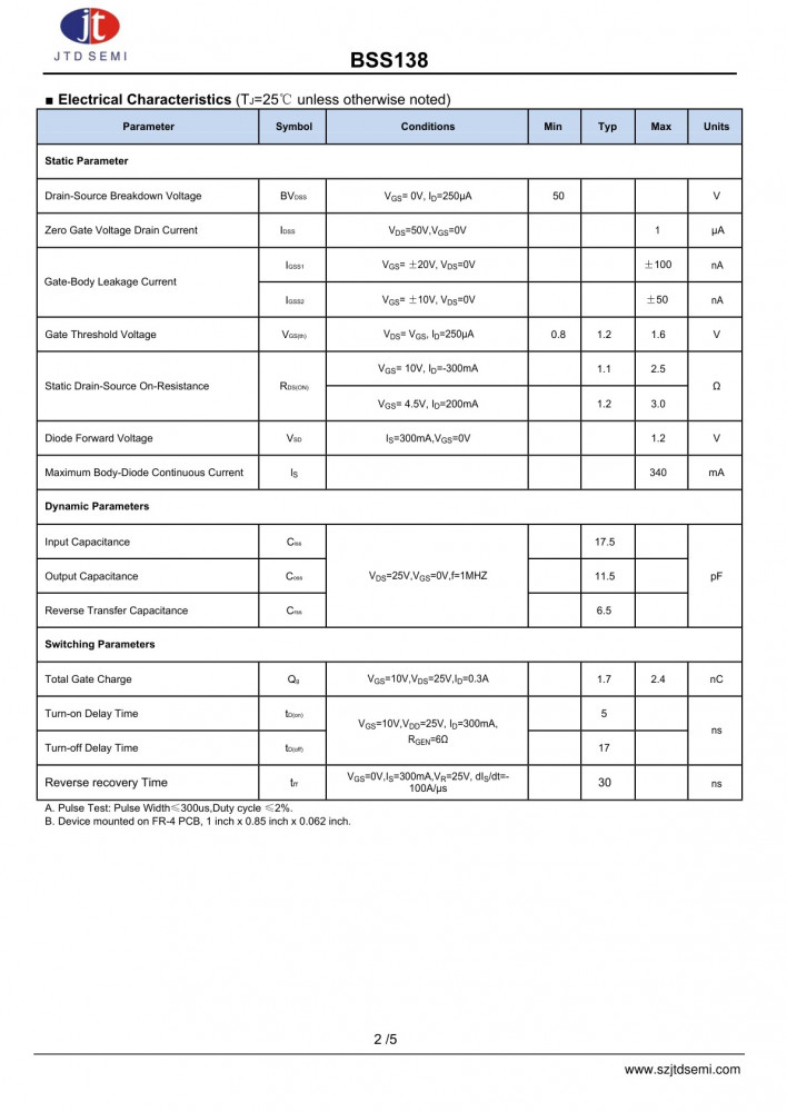JTDBSS138 datasheet page 2
