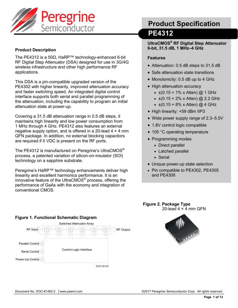 PE4312C-Z technical document page 1