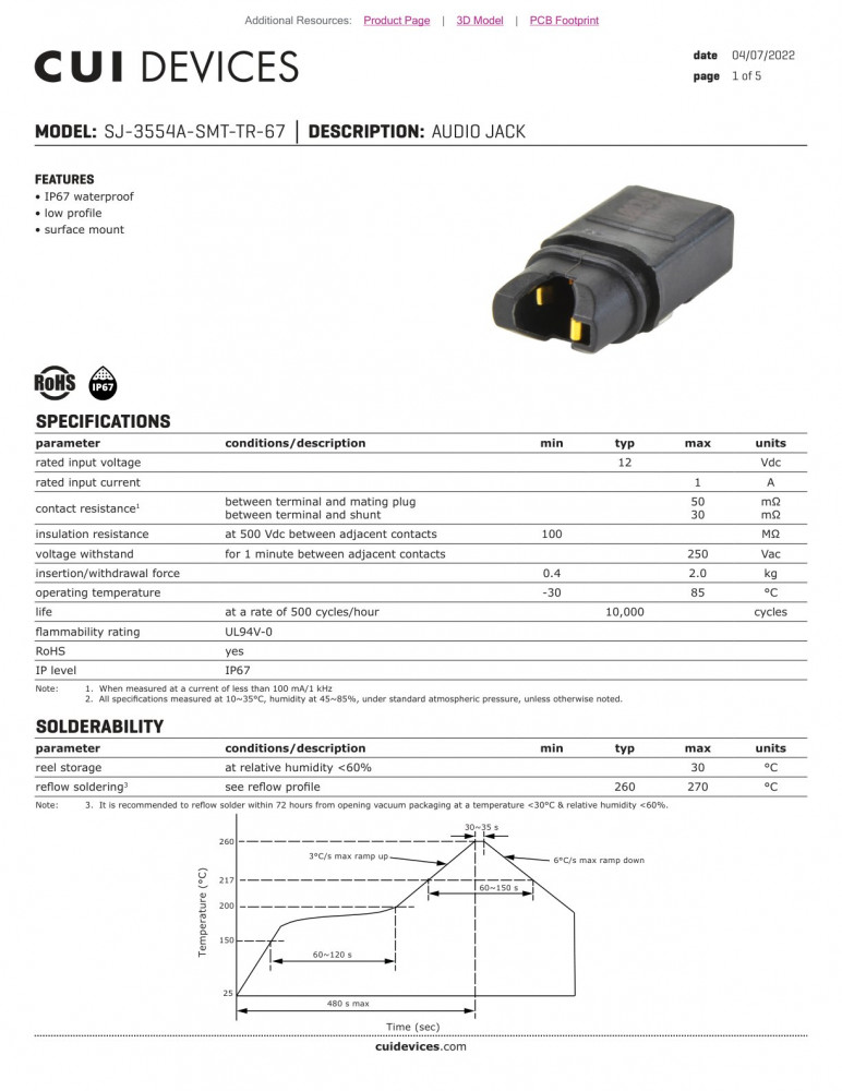 SJ-3554A-SMT-TR-67 datasheet page 1