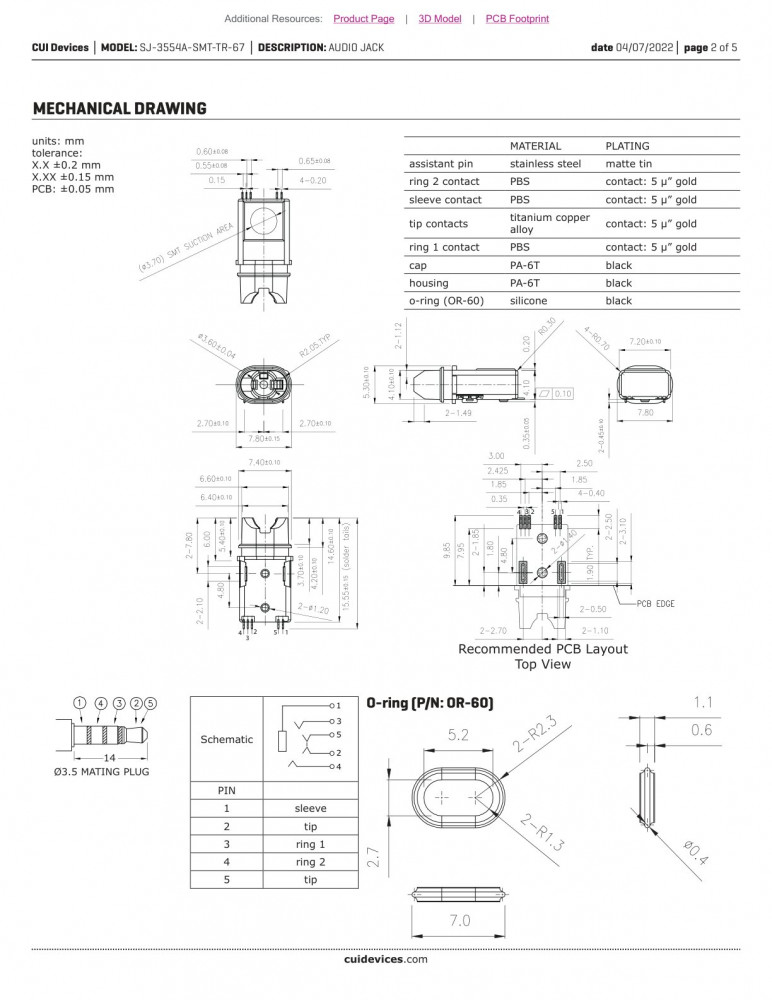 SJ-3554A-SMT-TR-67 datasheet page 2