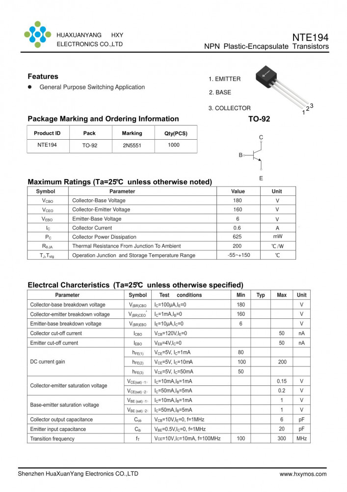 NTE194-HXY datasheet page 1