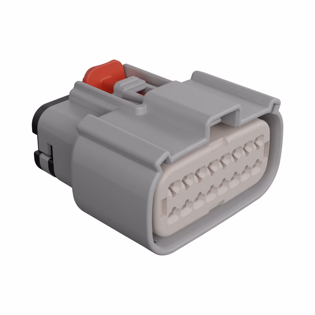 MX150 Mat-Sealed Female Connector Assembly, Dual Row, 16 Circuits, Keying Option D, with Clipslot, with Connector Position Assurance, Stone Gray for sale