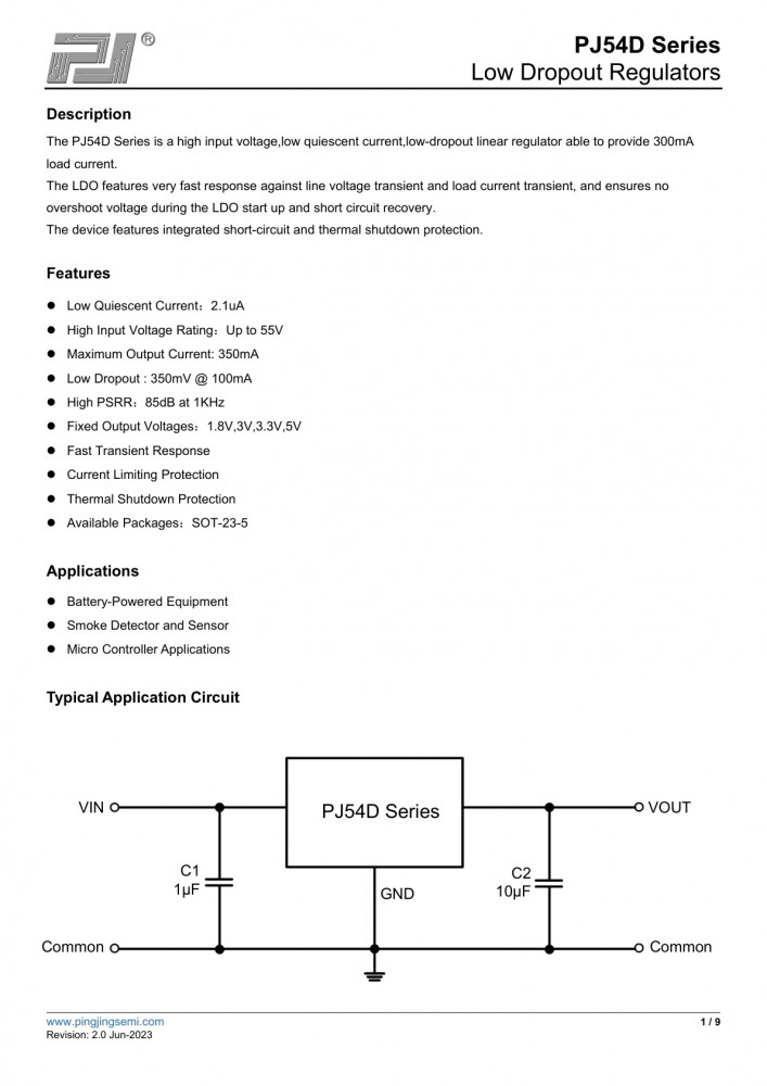 PJ54DM18SE datasheet page 1