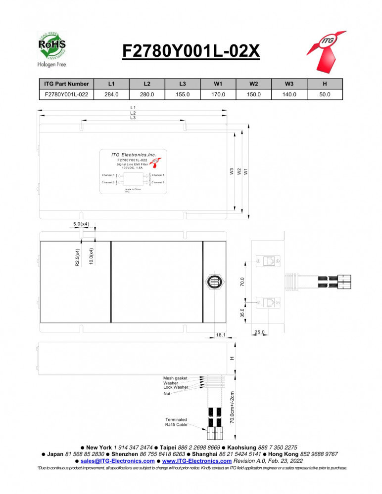 ITG Electronics F2780Y001L CAT6a filter technical document page 3
