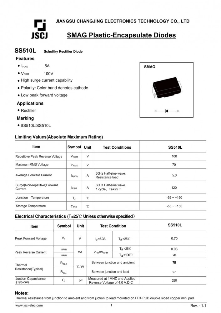 SS510L datasheet page 1