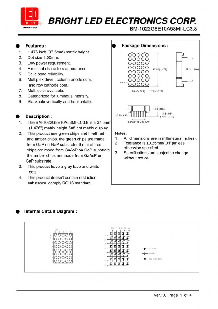 BM-1022G8E10A58MI-LC3.8 datasheet page 1